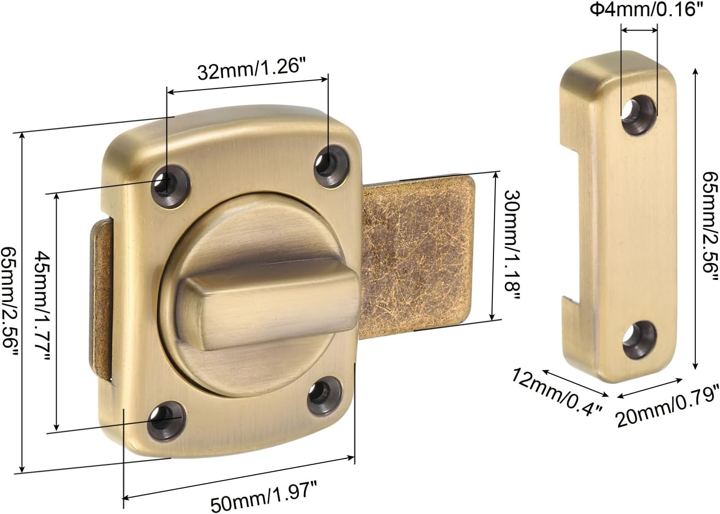 uxcell Rotate Bolt Latch, Zinc Alloy Security Door Lock Gate Latches ...