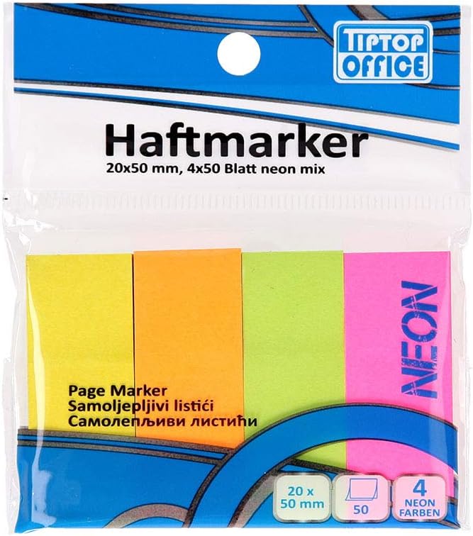 Amazon.com : TTO Adhesive Marker 20 x 50 mm 4 x 50 mm Sheets Neon Mix ...