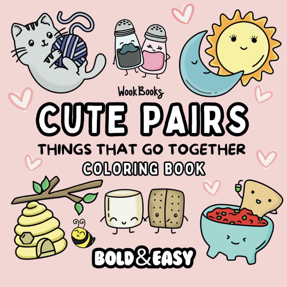 Amazon.com: Bold and Easy Cute Pairs Coloring Book: Big and Simple ...