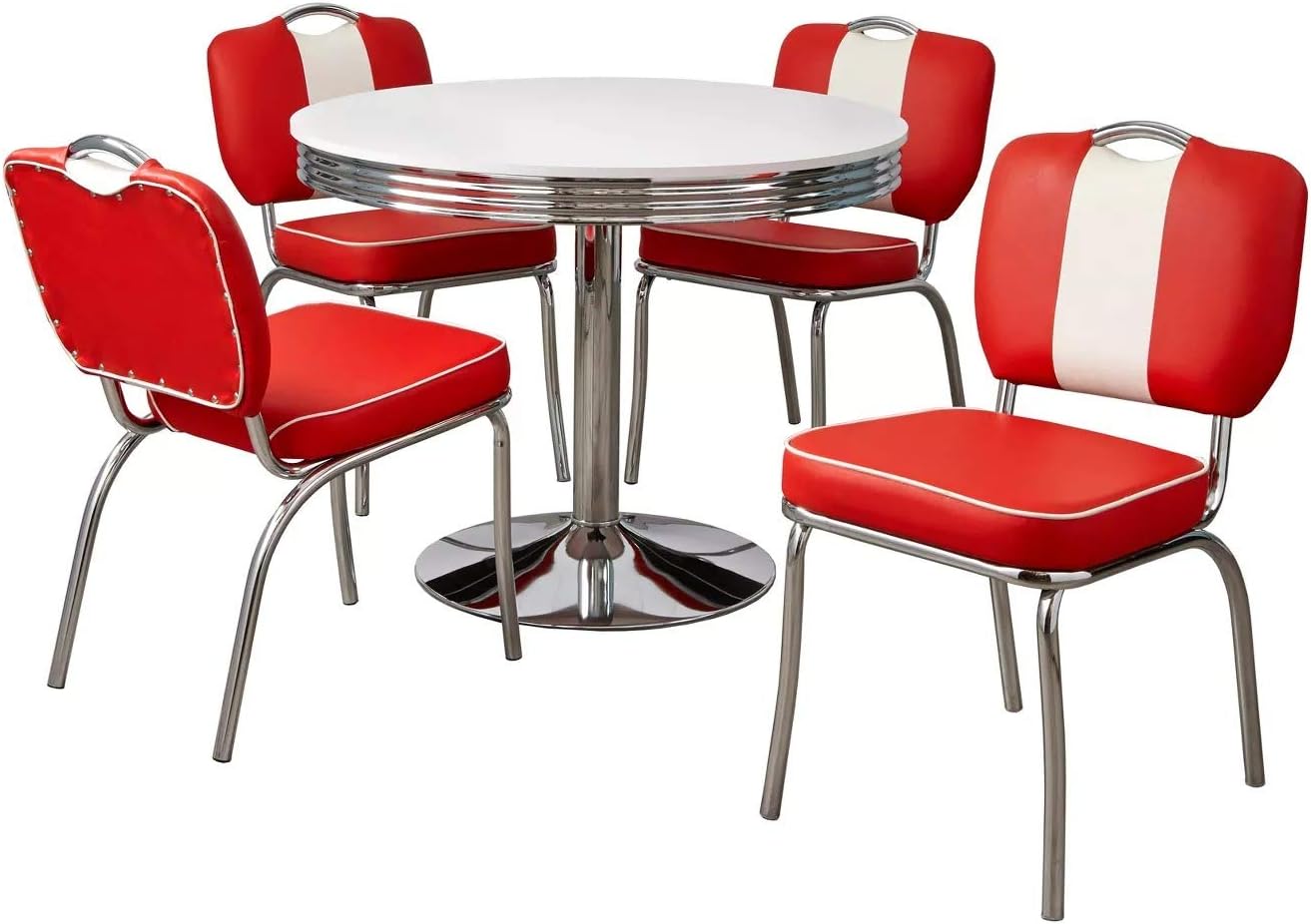 Amazon.com - 5pc Raleigh Retro Dining Set White/Red - Table & Chair Sets