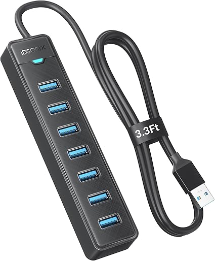 Amazon.com: iDsonix 7 Ports USB Hub 3.0 [3.3Ft] USB Expander Hub 5Gbps ...