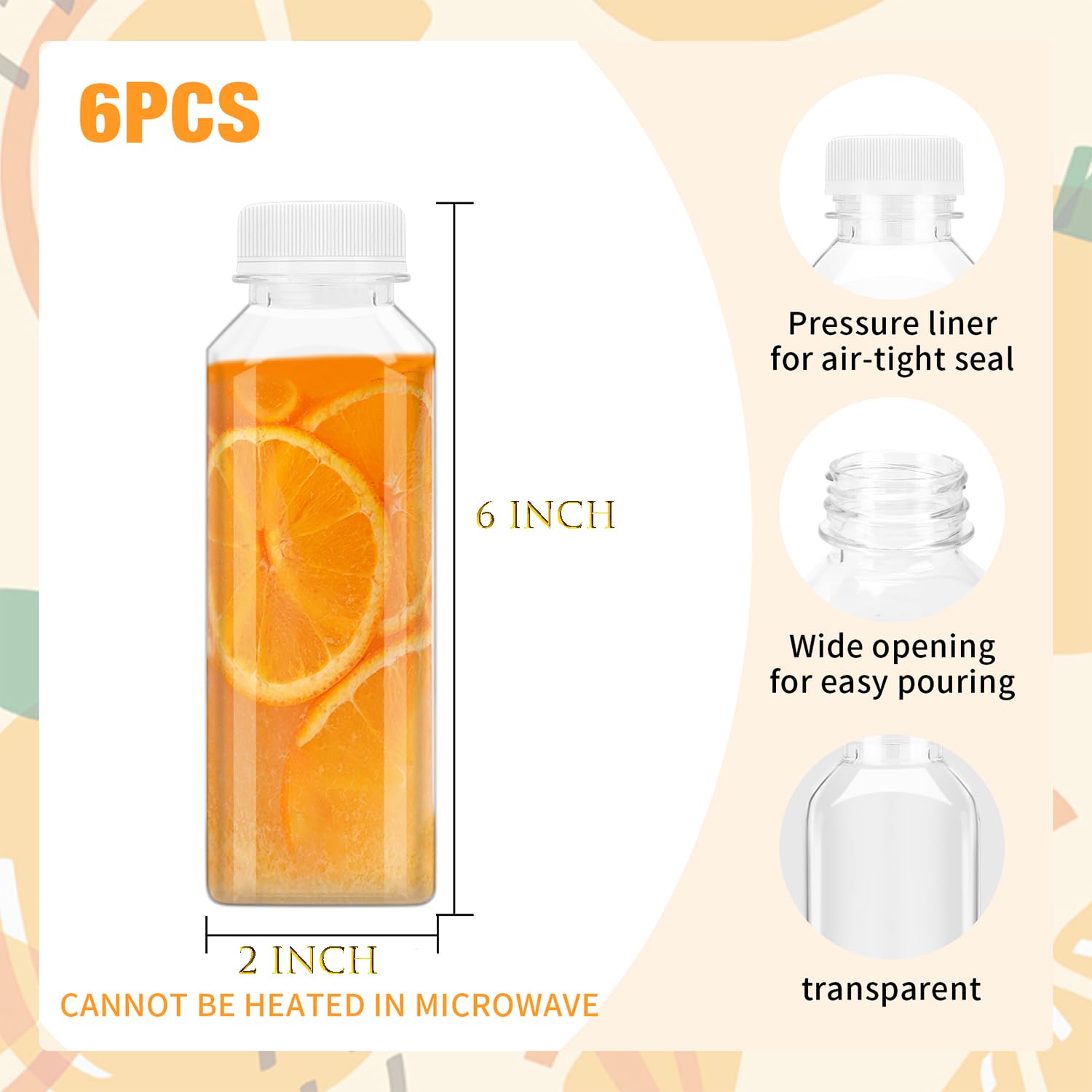 Snapklik.com : 6 Pcs 12 Ounce Plastic Juice Bottle, Bulk Beverage ...