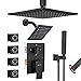 Amazon.com: VANFOXLE Shower Faucet Set Matte Black Shower System,Push Button Diverter Shower ...