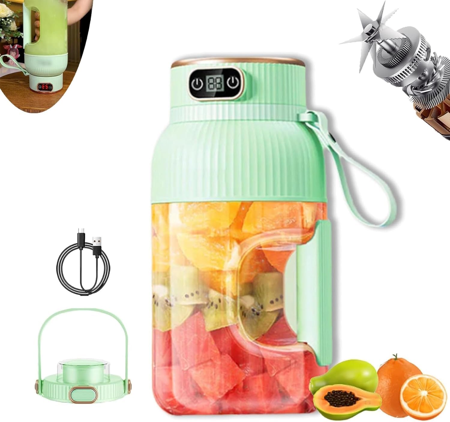 Amazon.com: Juicer Cup,Multifunctional Portable Juicer Cup with Digital ...