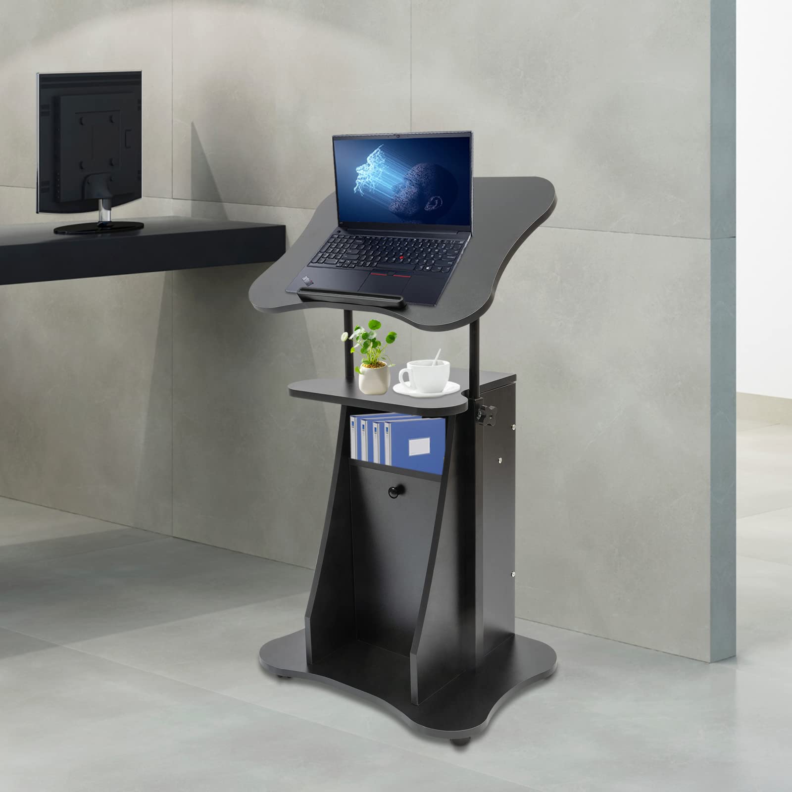 Standing Desk With Wheels Mobile Laptop Podium, Portable Height ...