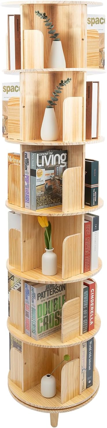 Amazon.com: KeruRome 6 Tier Rotating Bookshelf Tower 360 Display Floor ...