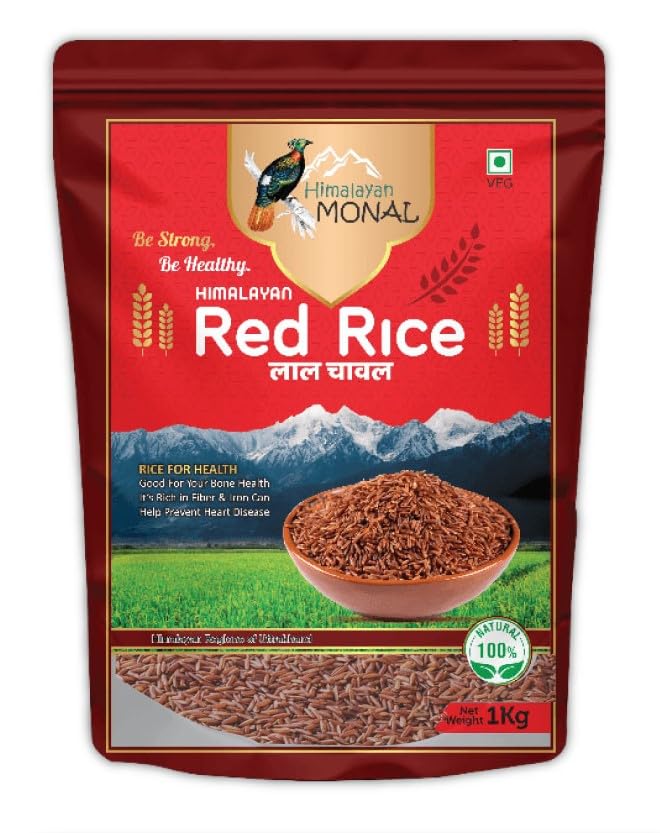 Himalayan Monal-Red Rice-1kg/Unpolished Organic Himalayan Red Rice ...