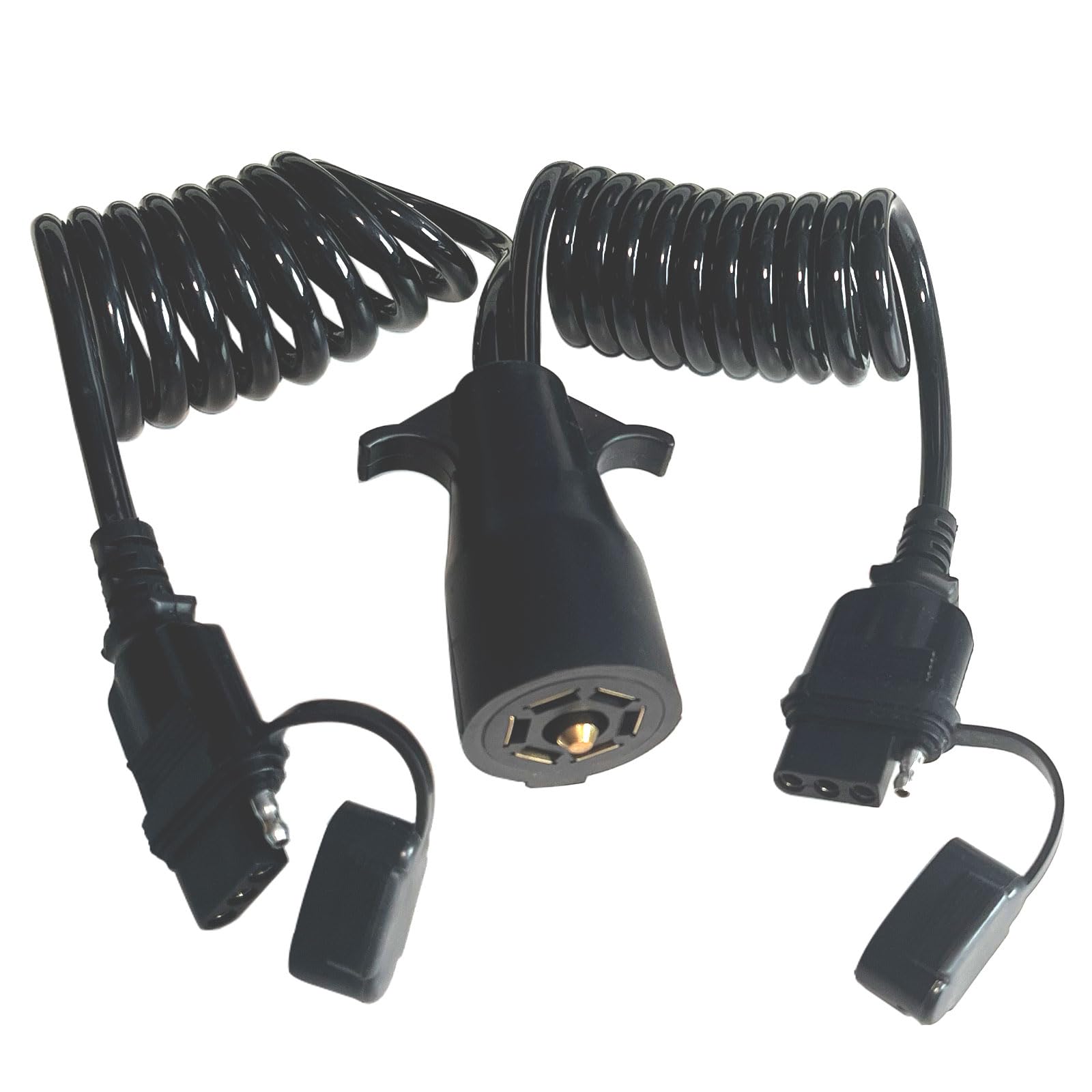 Snapklik.com : 7-Way To 4-Way Trailer Adapter, Double Coiled 4FT X 2 ...