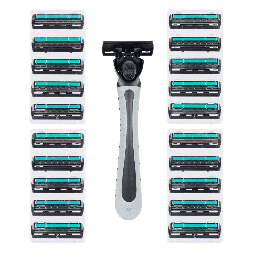 Invero 21 Pack of Mens Three Blade Razor Set - Triple Stainless Steel ...