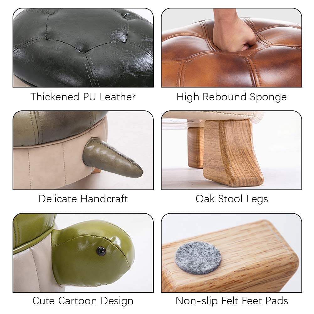 Kelendle Animal Footstool Turtle Upholstered Ottoman PU Leather Pouf ...