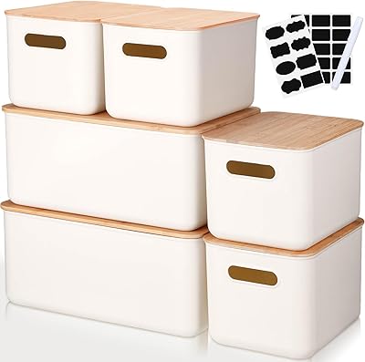 Amazon.com - Tuanse 8 Pieces Plastic Storage Bins with Lids White ...