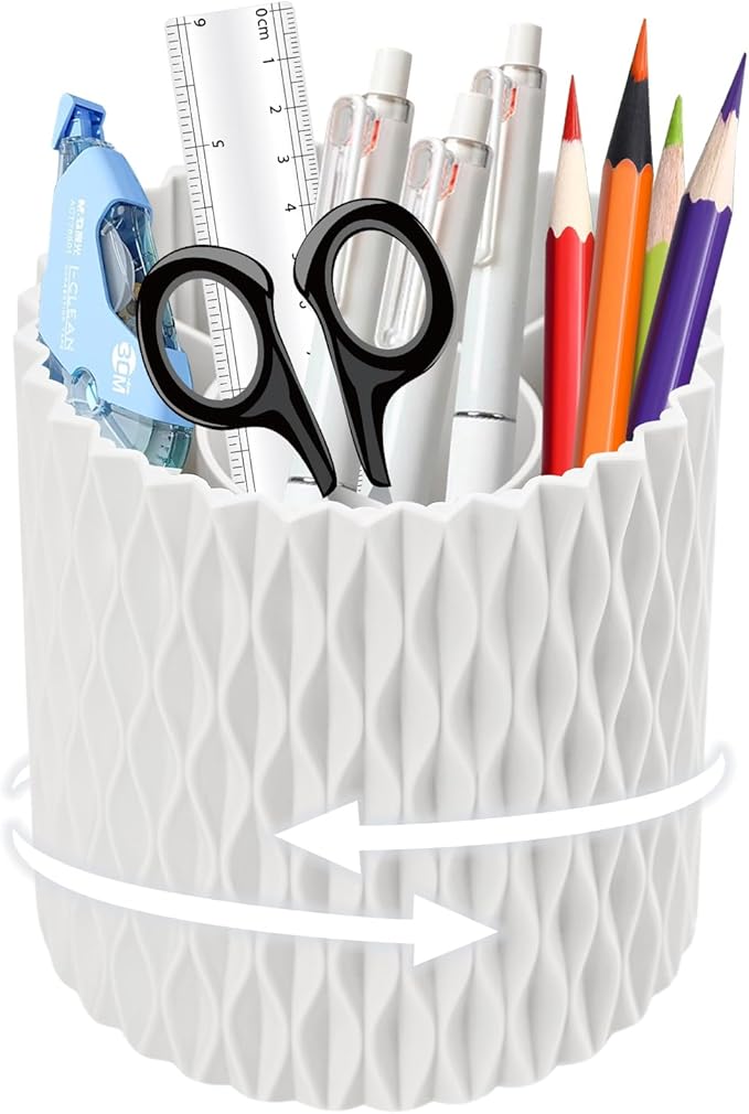 360° Rotating Desk Organiser Tidy with 5 Slots, Pen Pencil Holder for ...