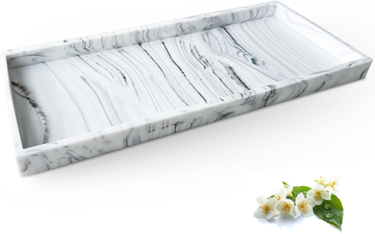 Amazon.com: Lejourenor Marble Bathroom Vanity Tray - Organizer for ...