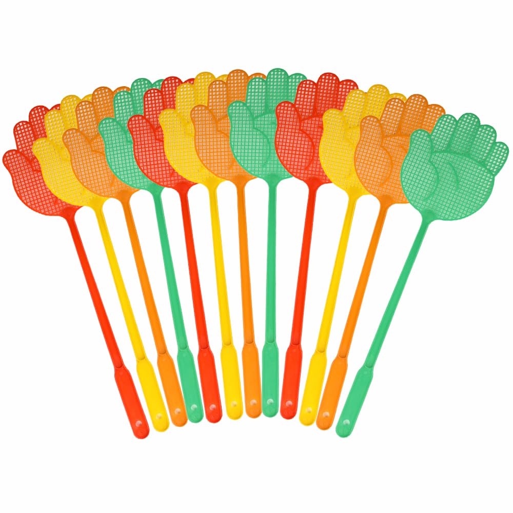 TUPARKA 12 Pack Fly Swatters Colorful Plastic Long Handle Manual Swat ...