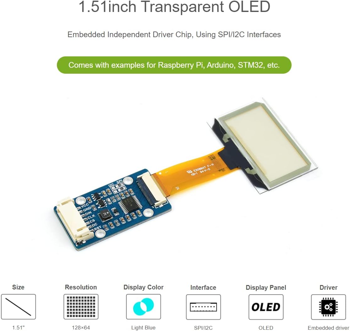 Transparent OLED Screen for Raspberry Pi, Arduino, Comoros | Ubuy