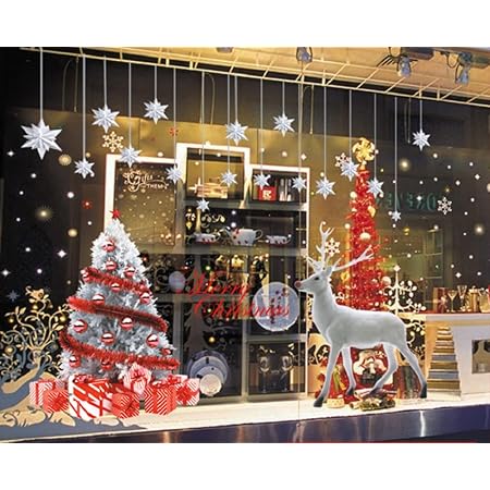 Amazon.com: LONGTEN Christmas Windows Static Stickers Clings Santa ...