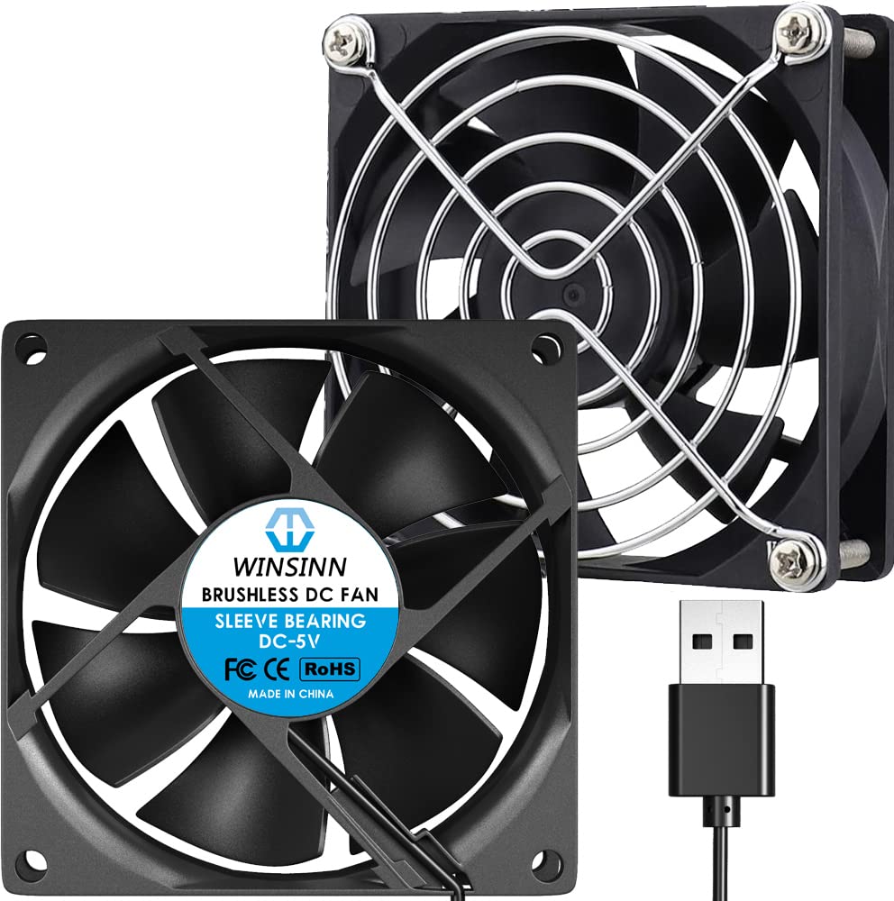 Amazon.com: WINSINN DC 80mm USB Fan 5V 8025 Sleeve Bearing Brushless ...