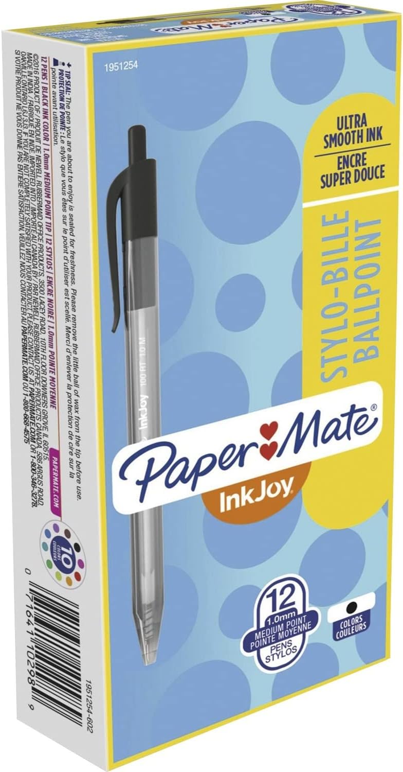 Amazon.com : Paper Mate® InkJoy 100 RT Pens, Medium Point, 1.0 mm ...