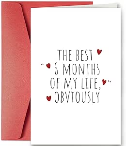 SuperShunhu 6 Months Anniversary Card for Him Her, Six Months Card Gift ...