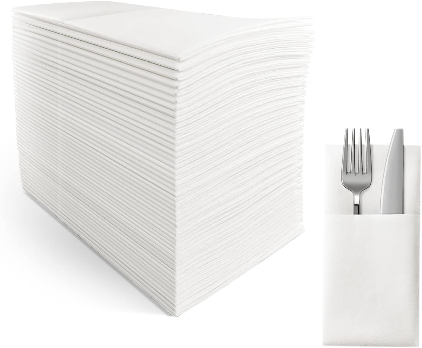 Amazon.com: SUZZYVINE Disposable Dinner Napkins with Built-in Flatware ...