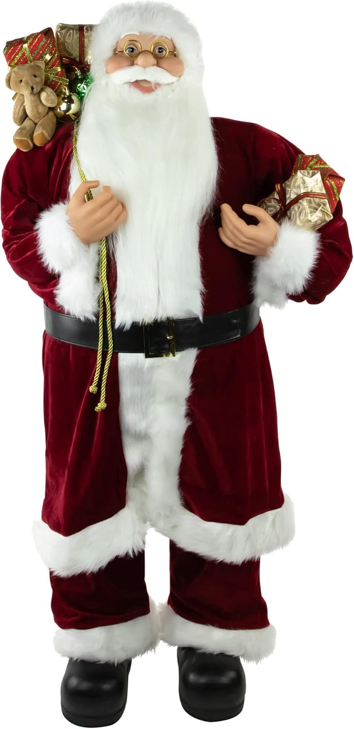 Amazon.com: Northlight Traditional 48" Standing Santa with Presents and ...