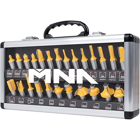 MNA Router Bit Set 25 Pieces 1/2 Inch, European Edition Router Bits Kit ...