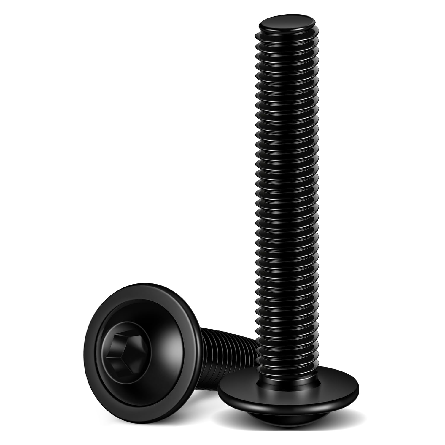 M8 x 40mm Flanged Button Head Socket Cap Screws, Black Oxide, Full ...