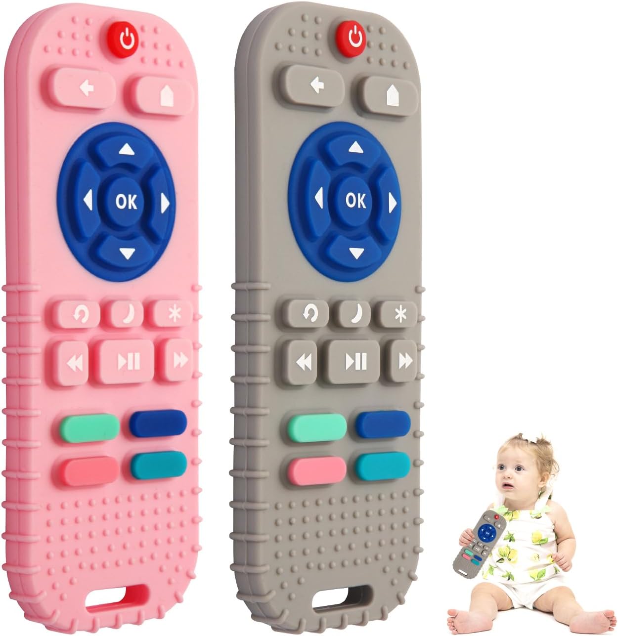 Amazon.com : Hooku 2 Pack Silicone Teething Toys for Babies 0-6 Months ...