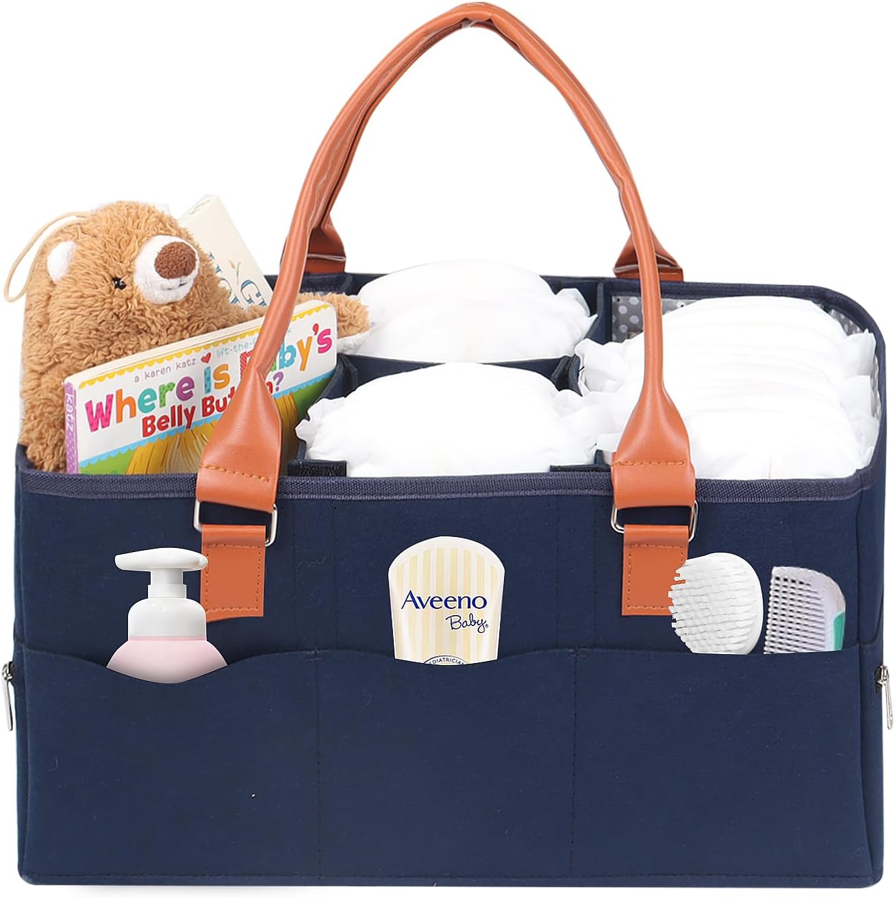 Amazon.com : Baby Diaper Caddy Organizer, Portable Felt Baby Diaper ...