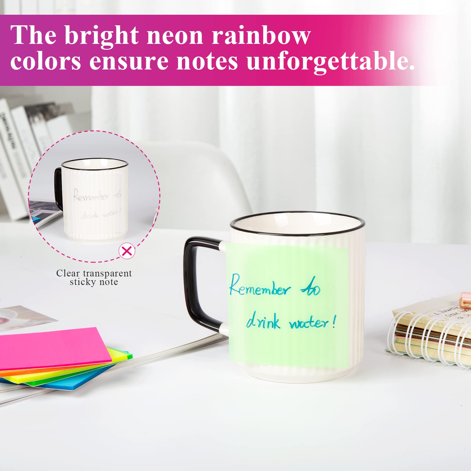 Snapklik.com : Waterproof Sticky Notes 3x3 In, Transparent Sticky Notes ...