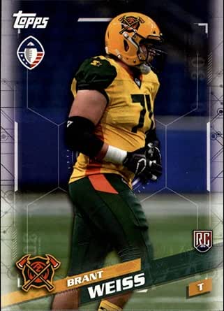 Amazon.com: 2019 Topps Alliance of American Football #35 Brant Weiss RC ...