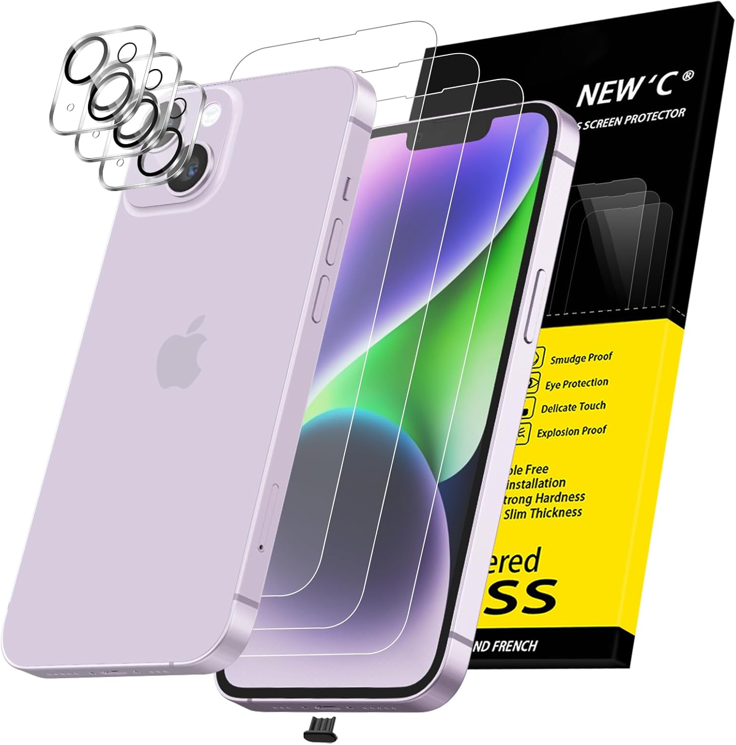 Amazon.com: NEW'C 3x for iPhone 14 Screen Protector (6.1 inches)+ 3x ...