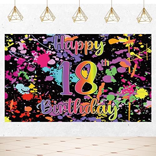 Amazon.com : Joyiou Happy 18th Birthday Backdrop Banner Decorations ...