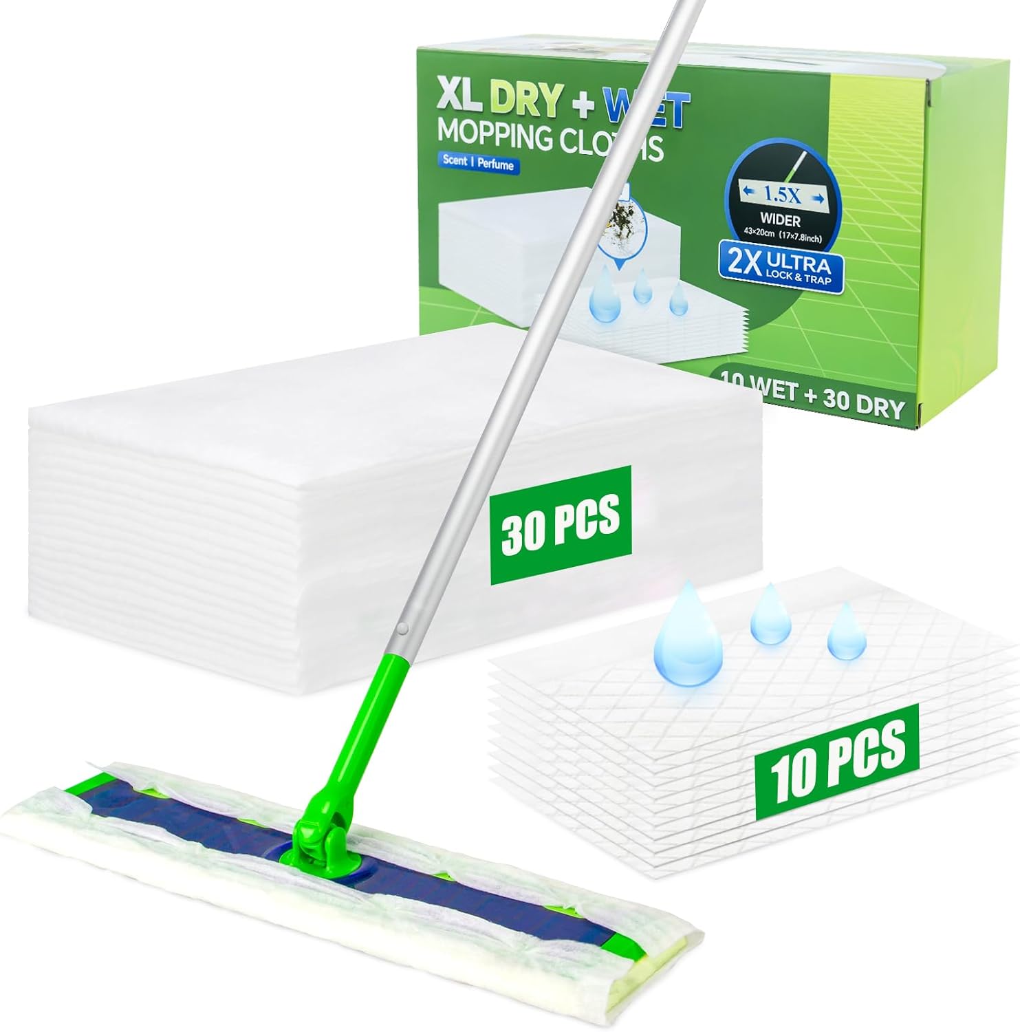 Amazon.com: 40 Count XL Dry + Wet Mopping Cloths Kit for Swiffer Sweep ...