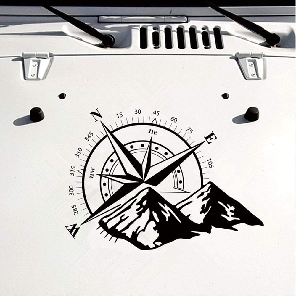 Fochutech Car Decals, Compass with Mountains Hood Decal / Car Window ...