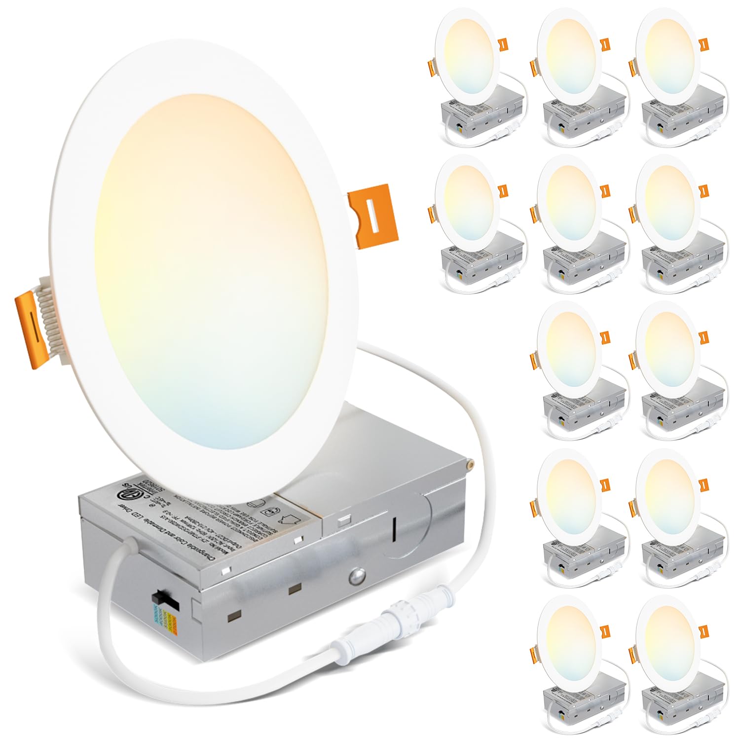 LVWIT 12 Pack LED Recessed Lighting 6 Inch with Junction Box, 5CCT ...