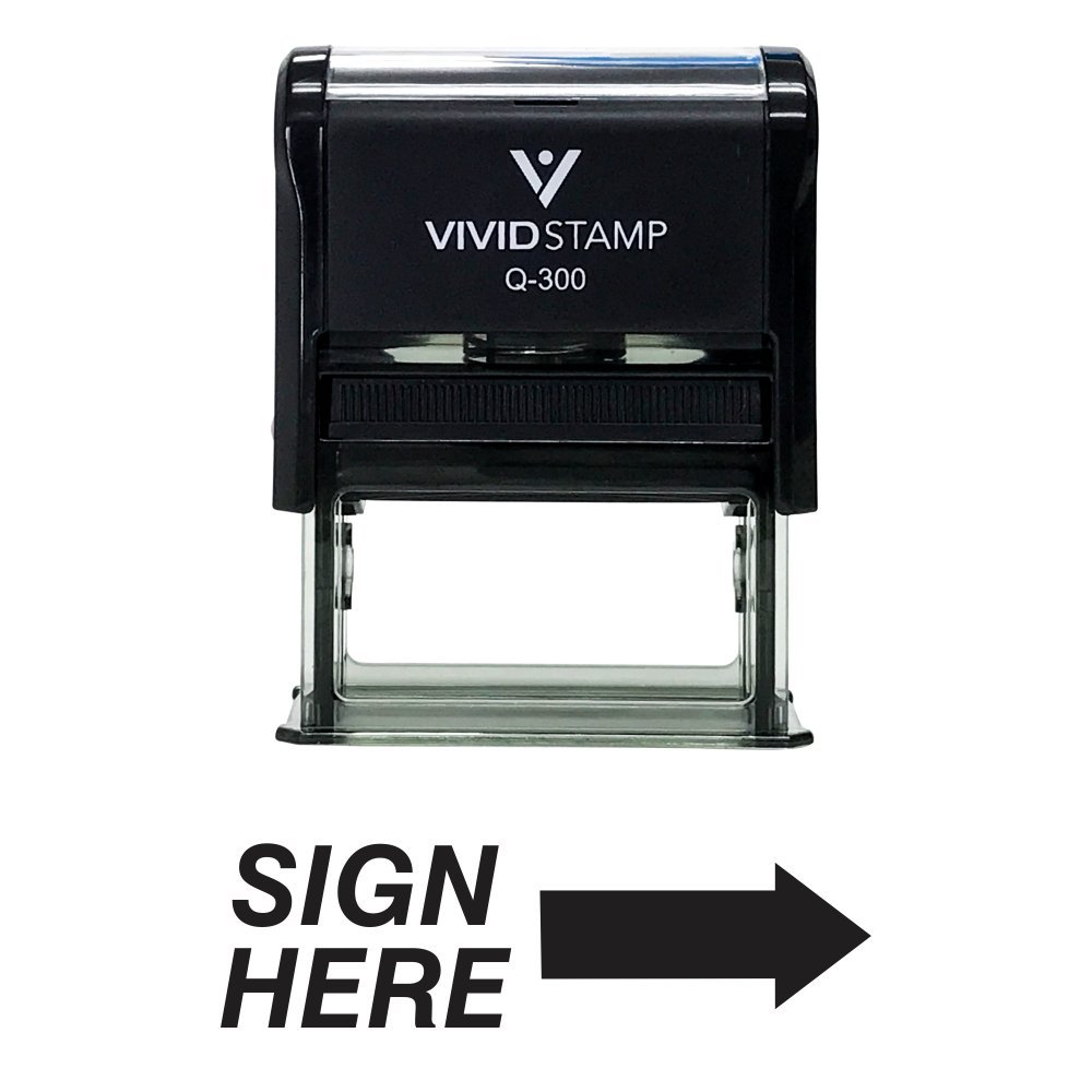 Amazon.com : Sign HERE Self Inking Rubber Stamp (Black Ink) - Large ...