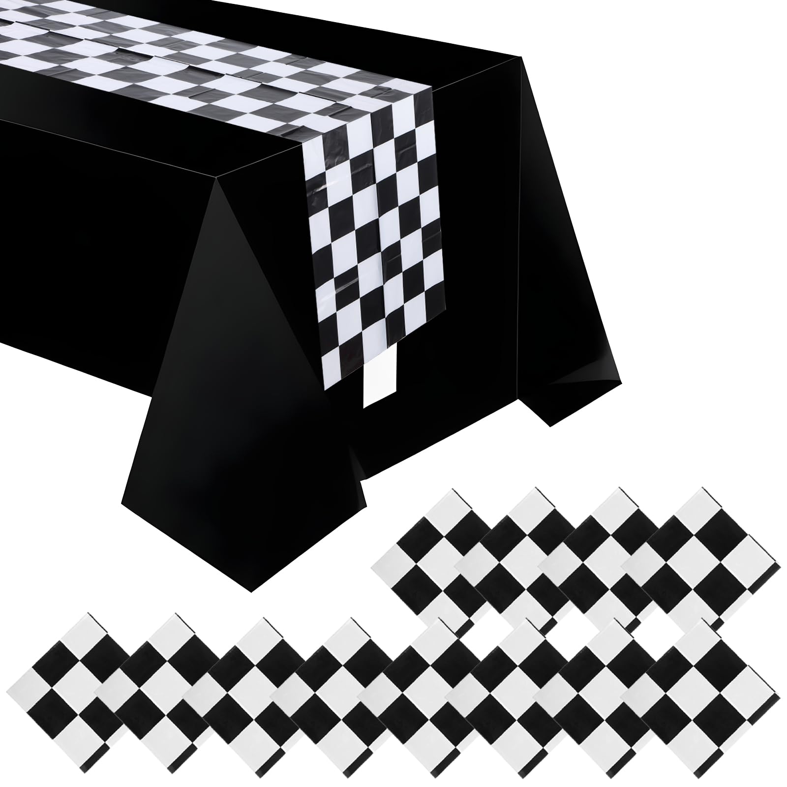 Amazon.com: 14" x 108" Plastic Checkered Table Runner, 6Pcs Race Car ...