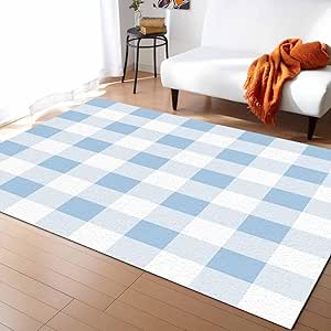 Amazon.com: RisQiten Blue Checkered Area Rugs for Living Room/Bedrooom ...