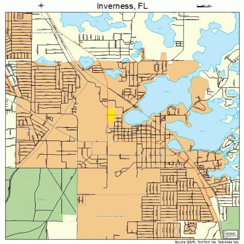Amazon.com : Large Street & Road Map of Inverness, Florida FL - Printed ...