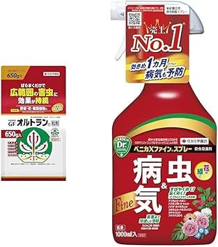 Amazon.co.jp: 【セット買い】住友化学園芸 殺虫剤 家庭園芸用GFオルトラン粒剤 650g+ベニカXファインスプレー 1000ml : DIY・工具・ガーデン