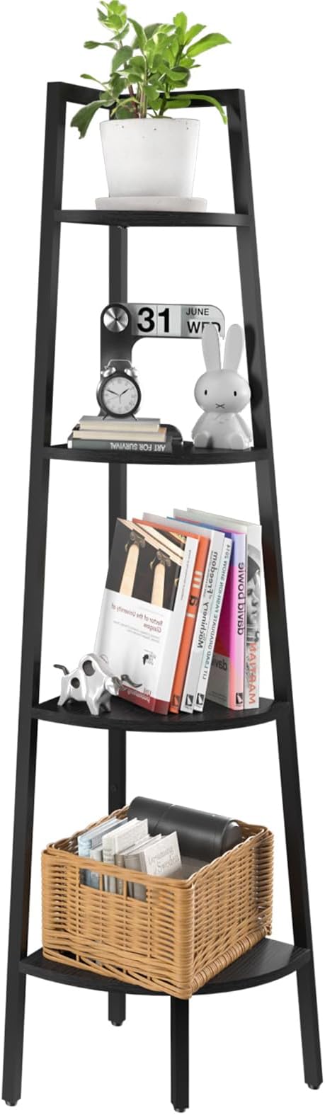 Amazon.com: Yoobure 4-Tier Corner Shelf with Metal Frame, Ladder ...