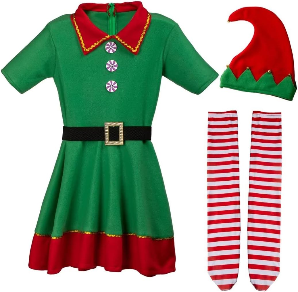 AudMsier Festive Elf Costume, Elf Hat, Shirt, Trousers in Set ...