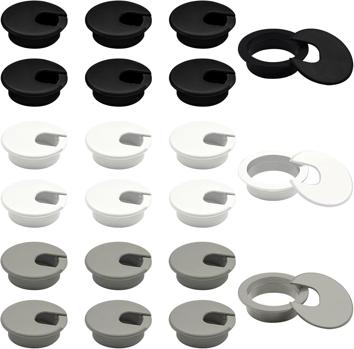 18 Pcs Desk Cable Wire Grommet Cord Wire Cable Hole Cover Plug Cap ...