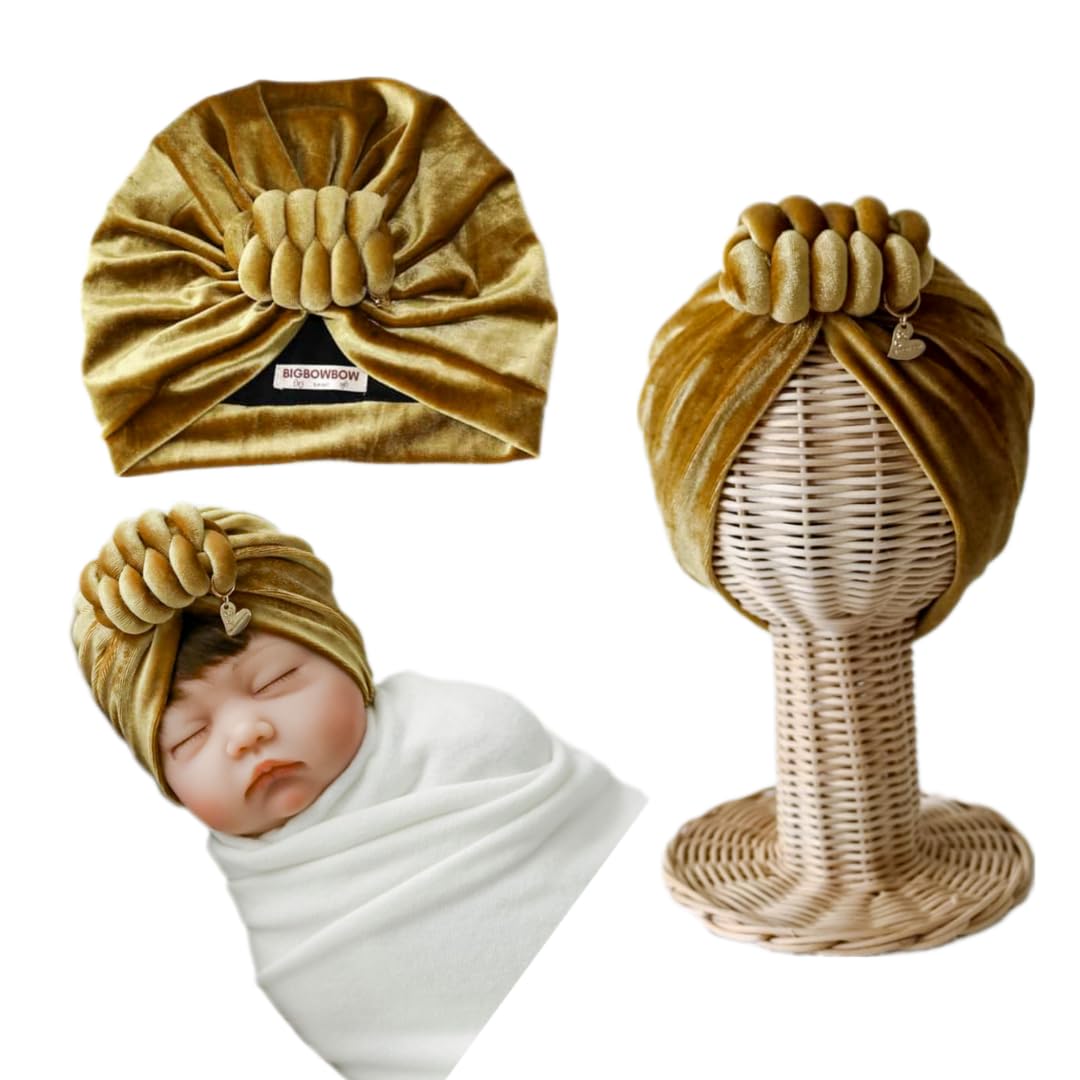 Amazon.com: Baby Girls Knot Turban Newborn Hat Baby Girls Velvet Turban ...