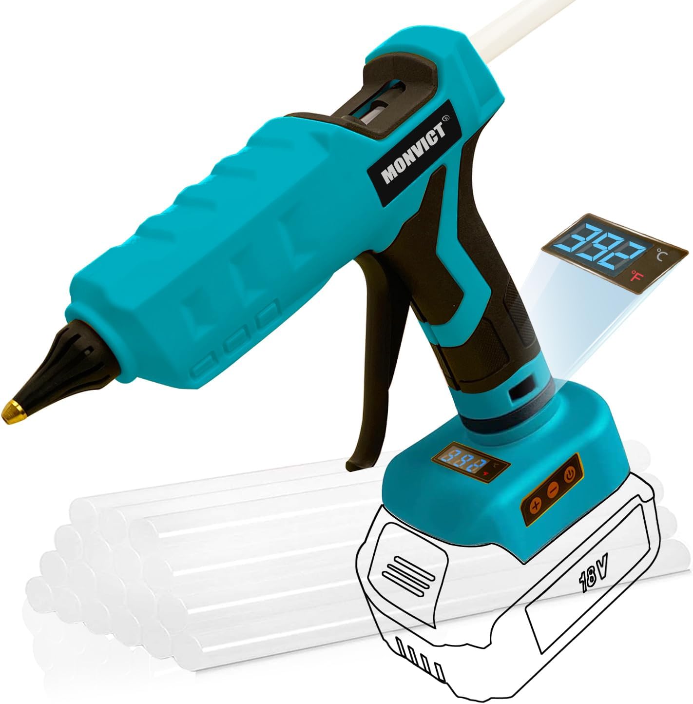 Amazon.com: MONVICT 100W Cordless Glue Gun for Makita 18V Battery ...