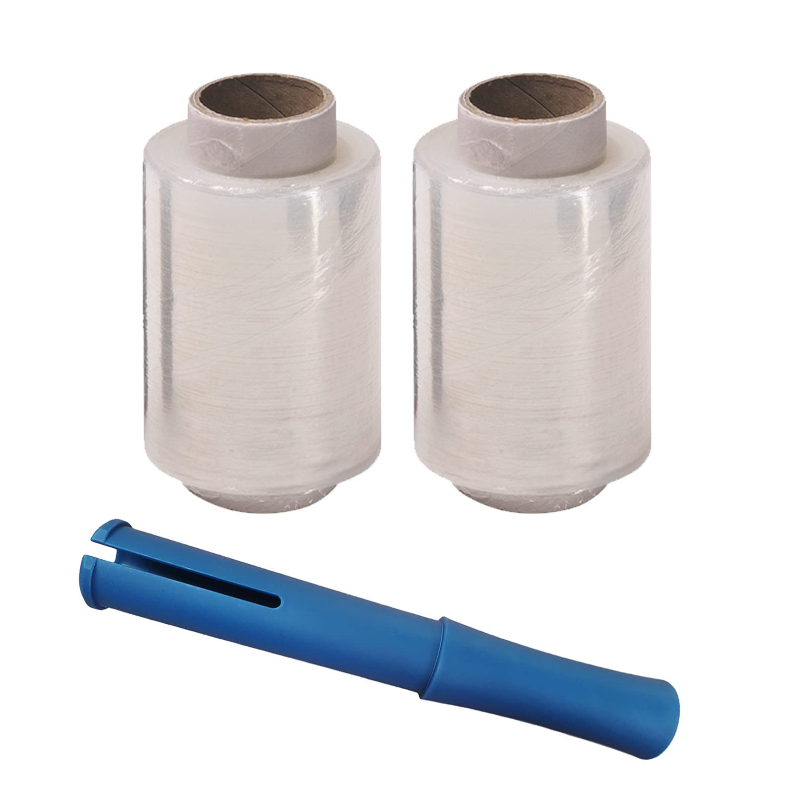 2 x Clear Mini Pallet Stretch Wrap with Dispenser Cling Film Refill ...