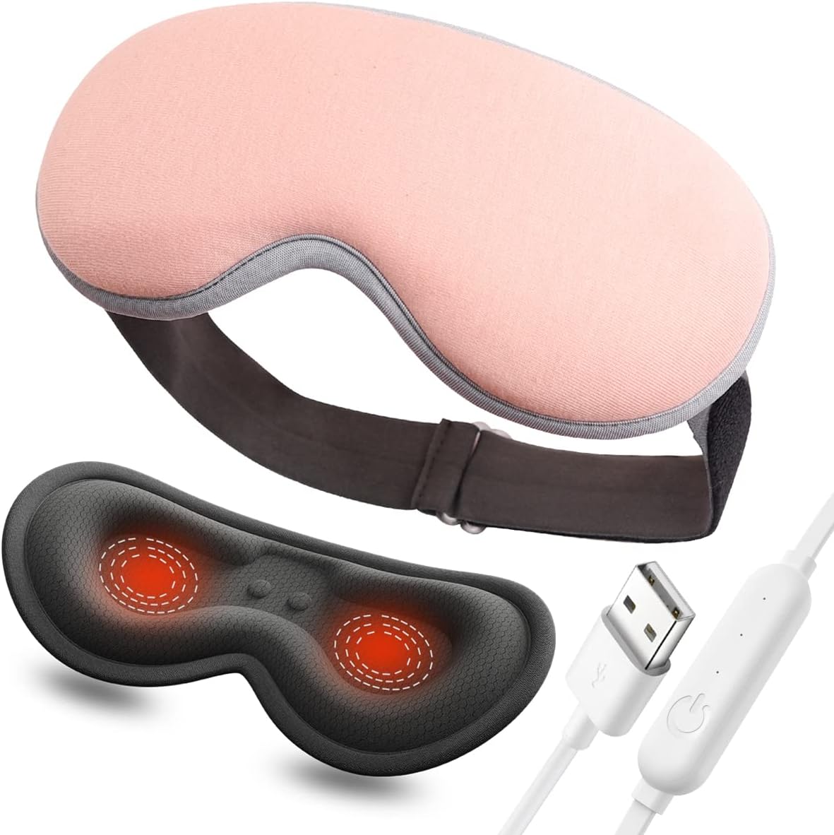 Amazon.com: TEMGCO Sleep Mask for Women Men, USB Heated Eye Mask, 100% ...