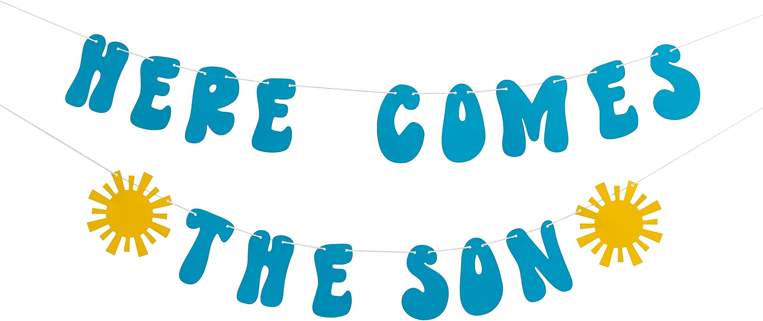Amazon.com: MUWEOL Here Comes the Son Banner- Boy Blue Welcome Little ...