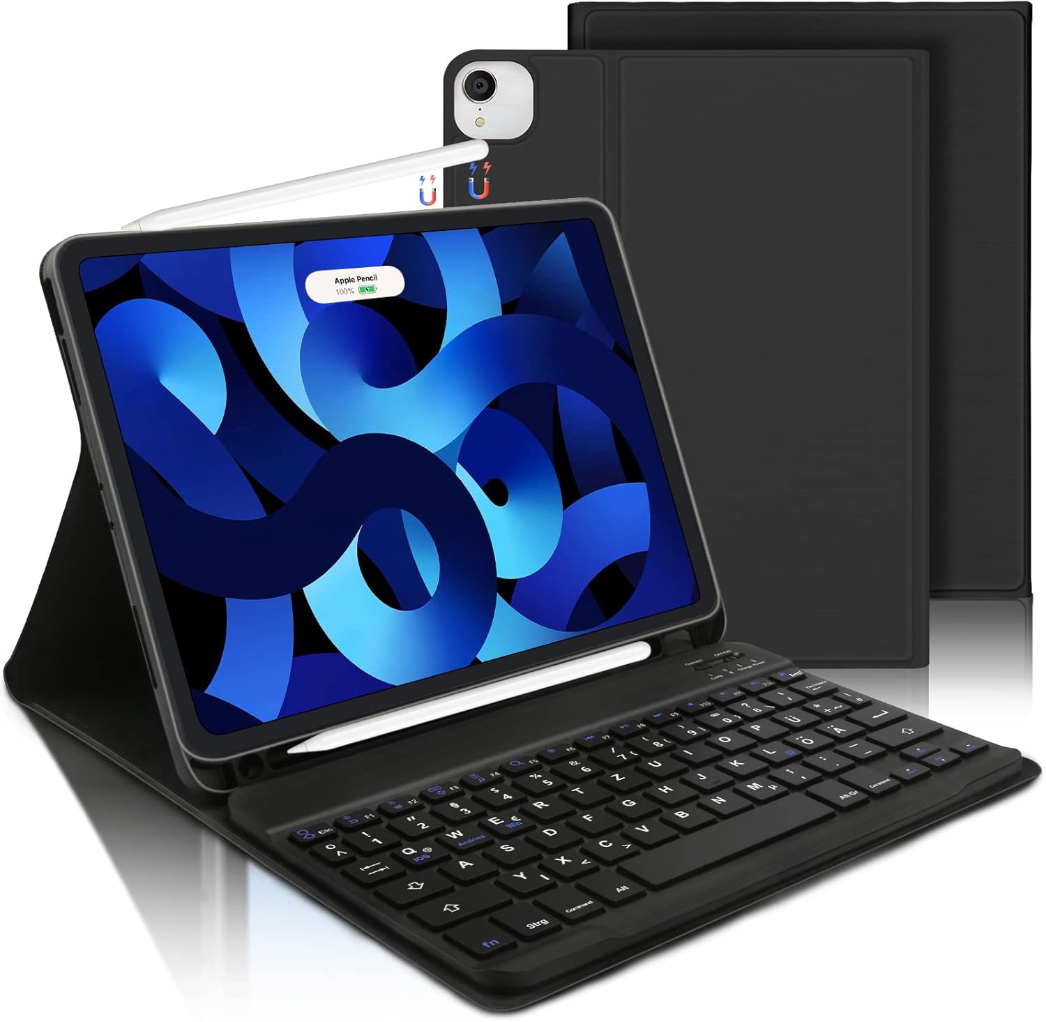 WAVATA Hülle mit Tastatur für iPad Air 5. Generation 2022/iPad Air 4. Generation 2020, iPad Air ...